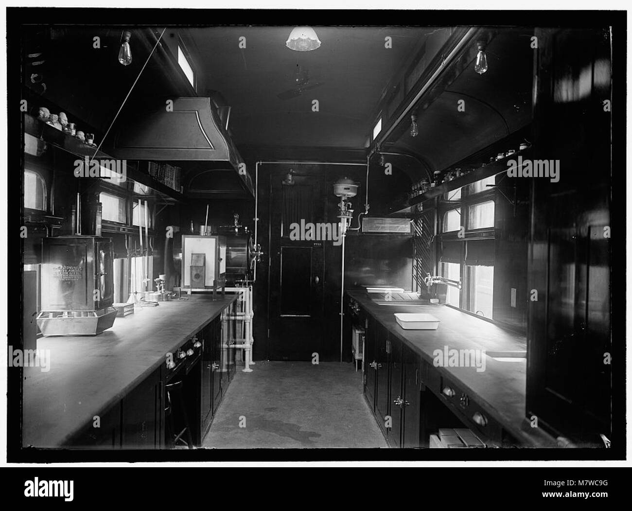 This image depicts an American Red Cross sanitary railroad car, used ...