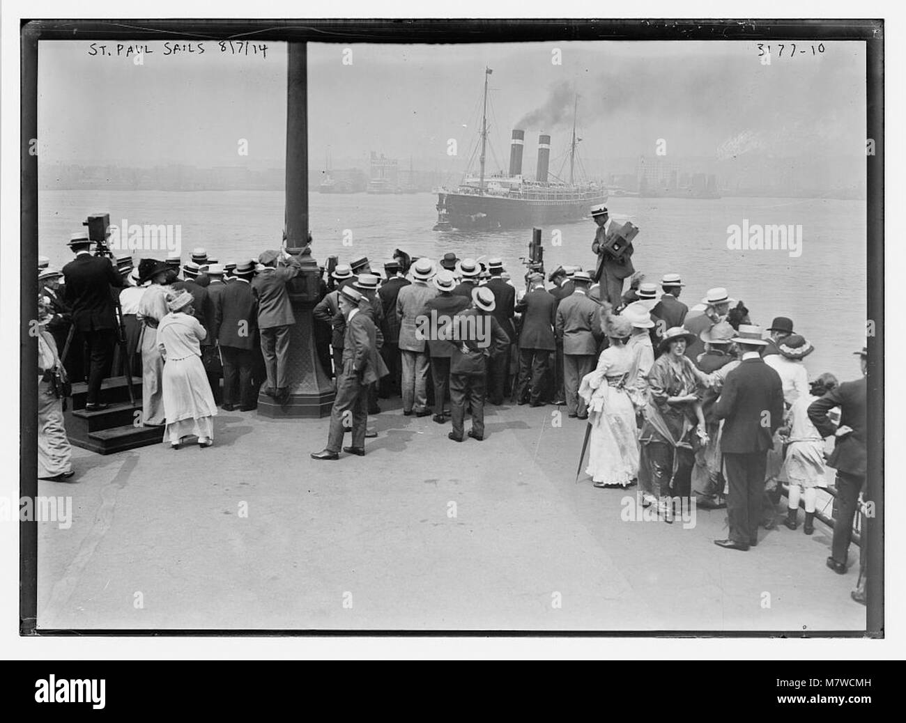 This image captures the St. Paul ship setting sail on August 7, 1914 ...