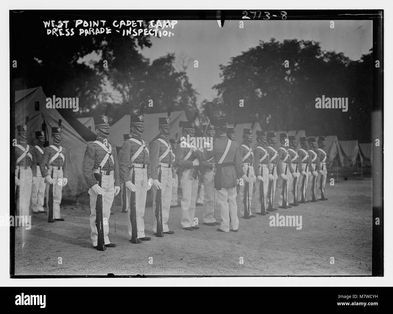 A ceremonial dress parade at West Point Cadet Camp, showcasing cadets ...