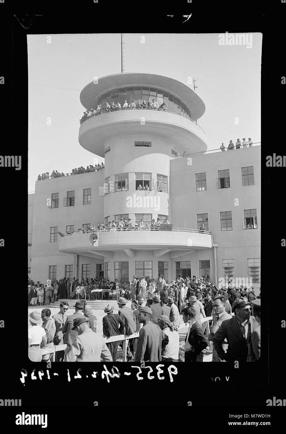 A photograph taken on April 21, 1939, at Lydda Airport, showing the ...