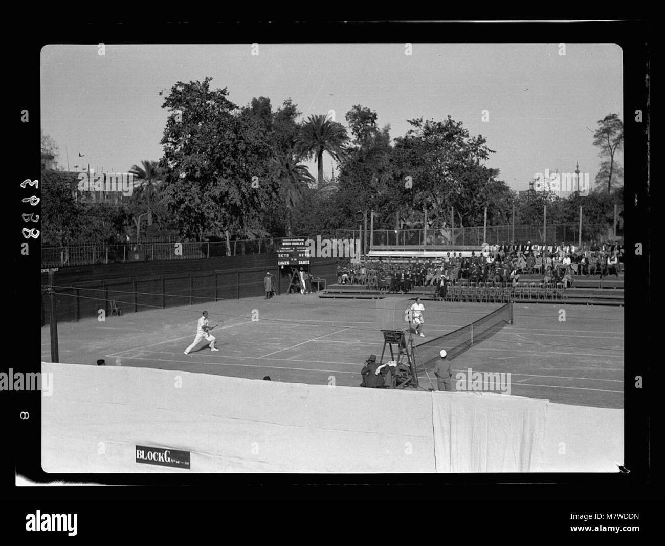 A photograph of the Gezira Gardens and tennis courts in Cairo, Egypt ...