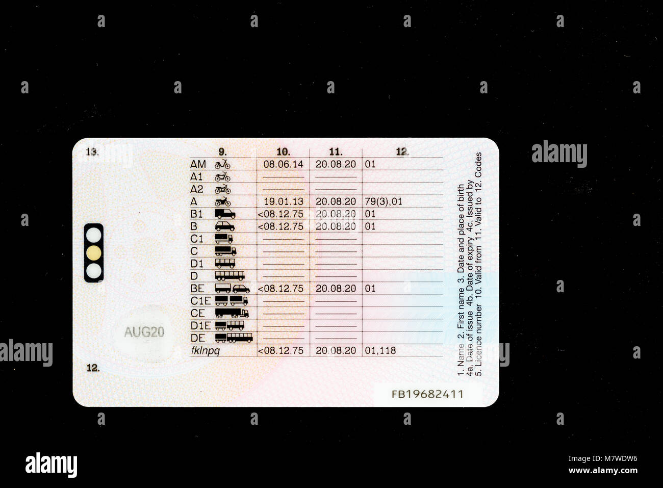 The Back Side Of The British Driving Licence In Hard Plastic Card Form