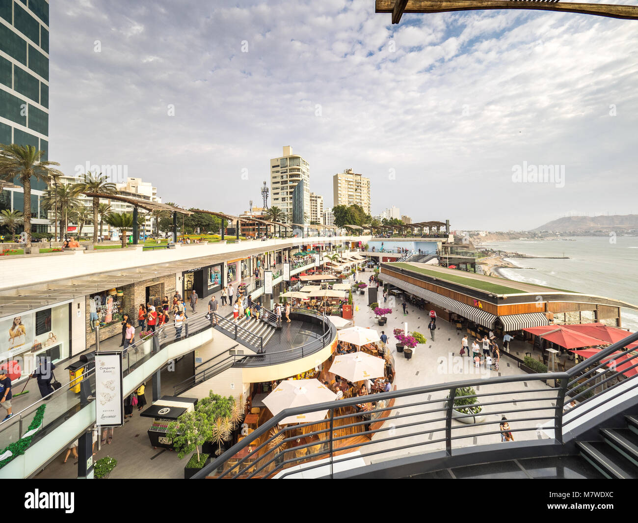 Lima, Peru - December 30, 2016: View of the Larcomar shopping mall in ...