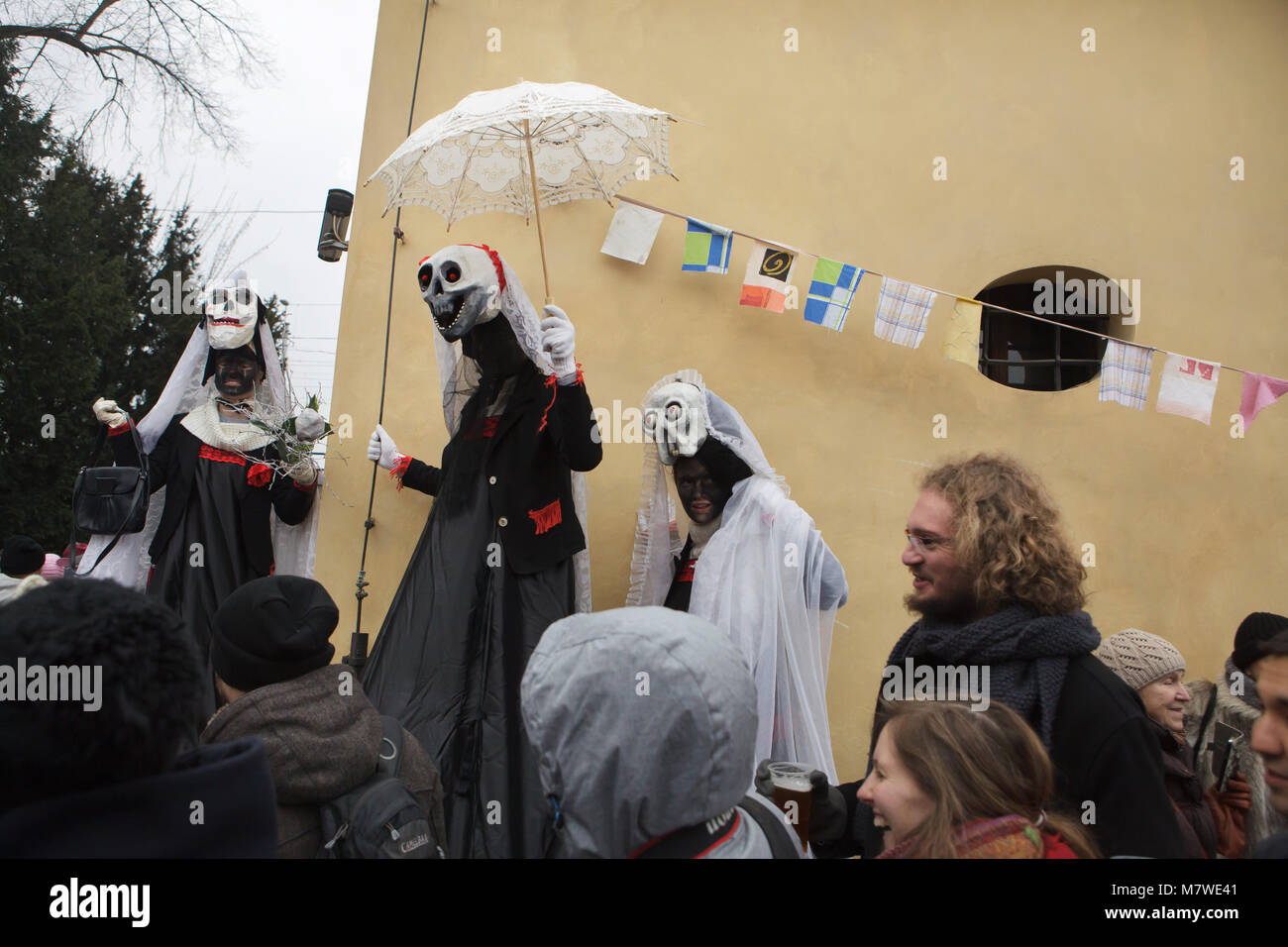 Carnival participants dressed as the Death attend the Roztocký Masopust ...