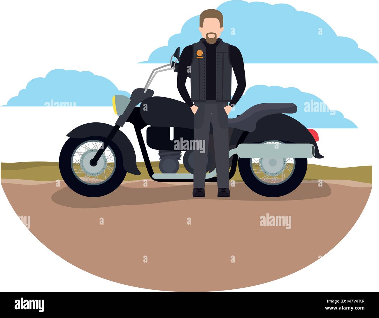 biker in the classic motorcycle scene character Stock Vector Image ...
