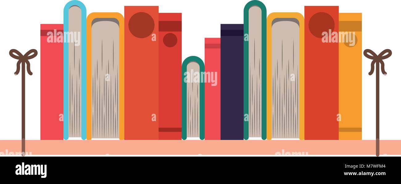 pile books library in wooden ledge Stock Vector Image & Art - Alamy