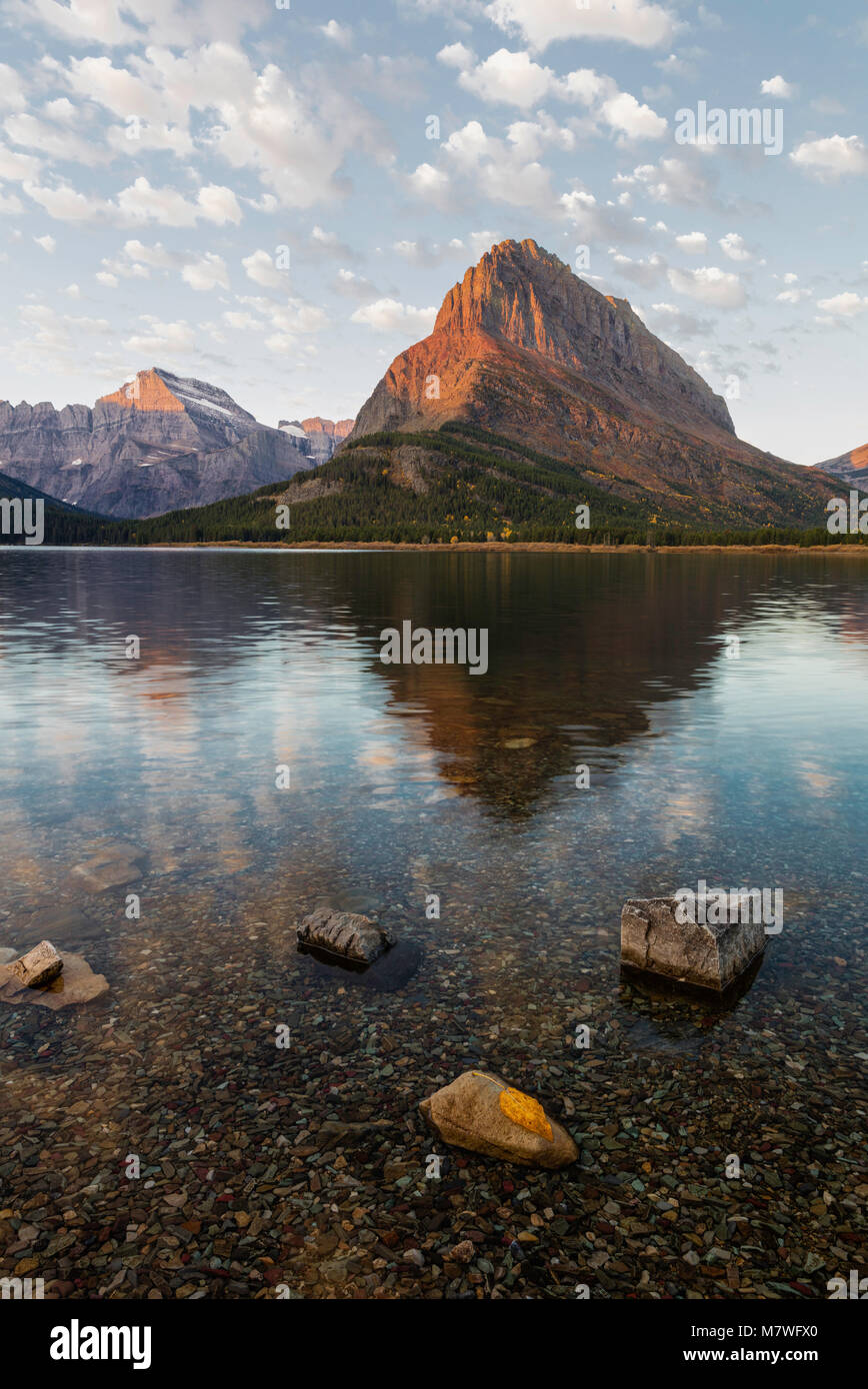 Morning light at Swiftcurrent Lake, Glacier National Park, Montana ...