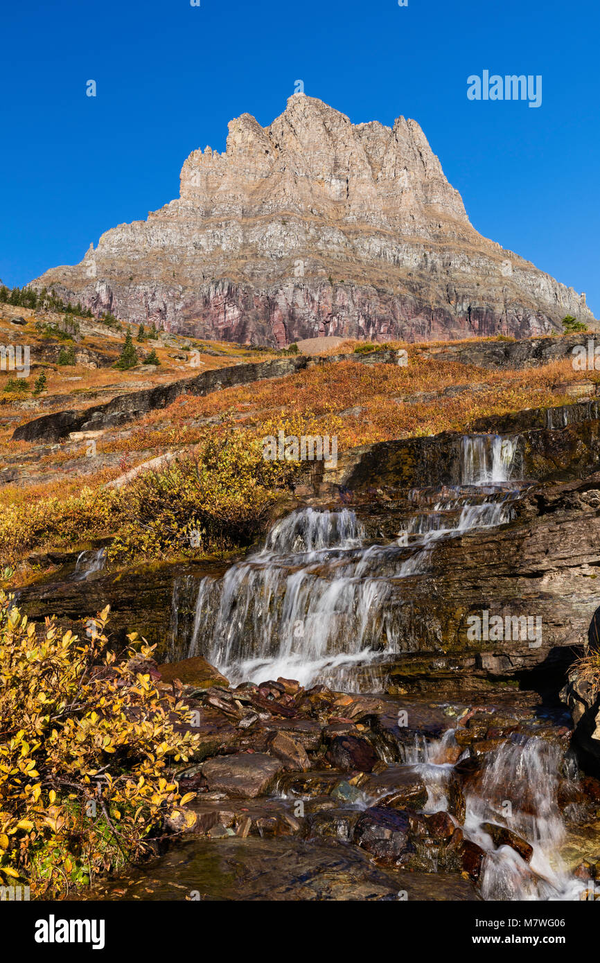 Waterfall and Clements Mountain, Logan Pass, Glacier National Park ...