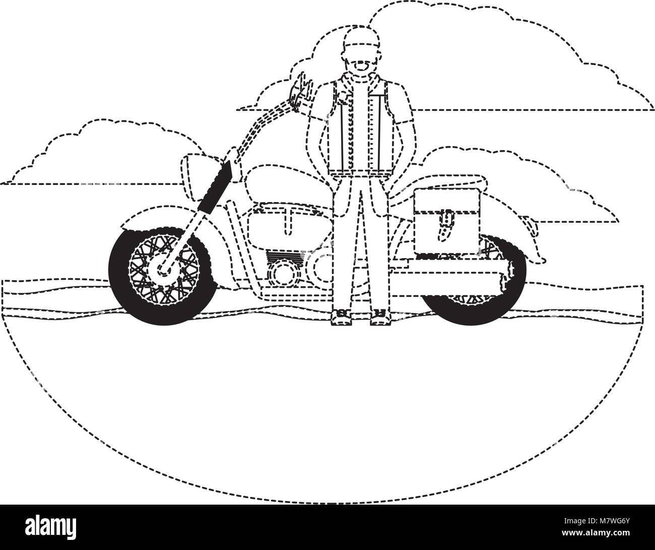 biker in the classic motorcycle scene character Stock Vector Image ...
