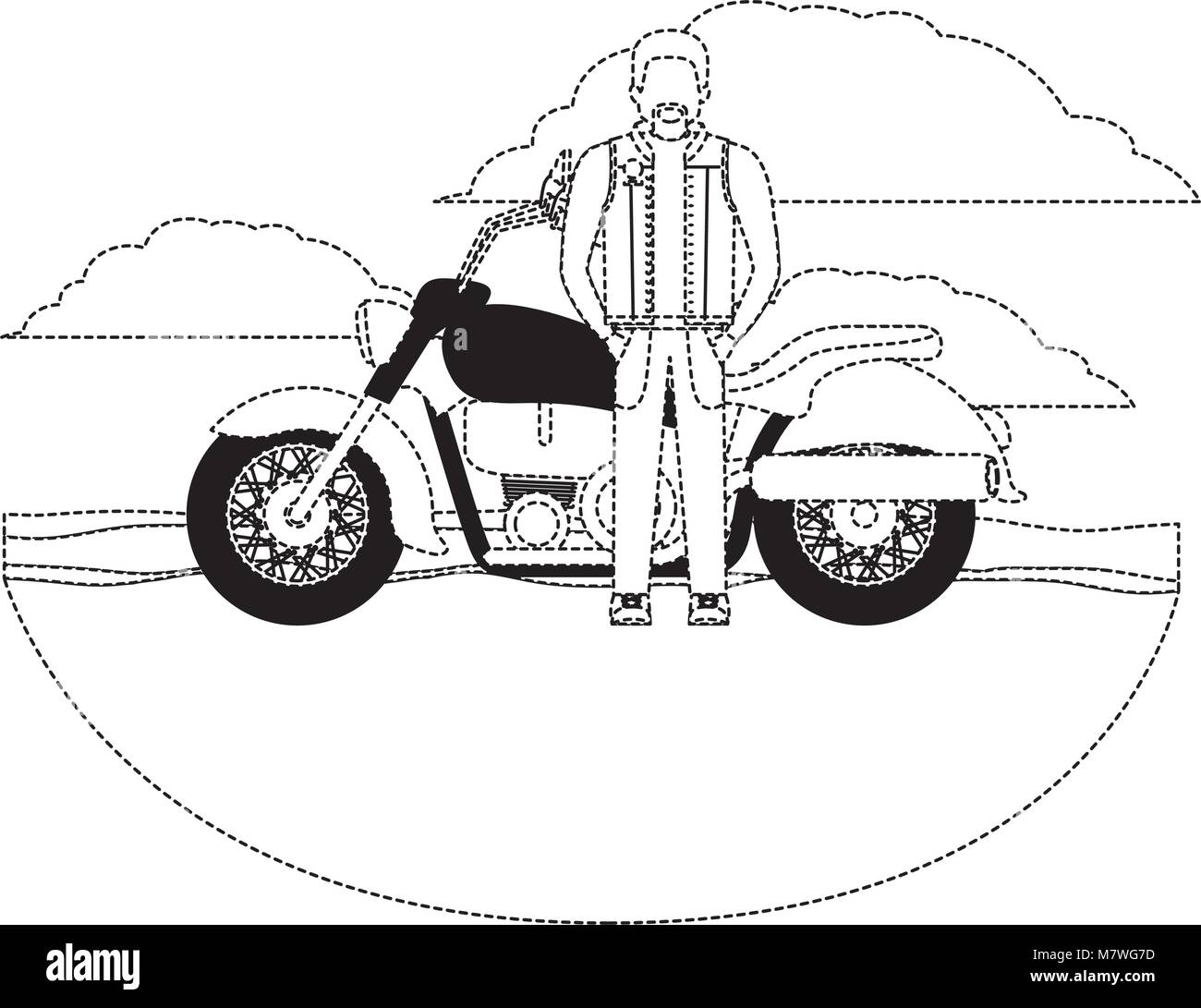 biker in the classic motorcycle scene character Stock Vector Image ...