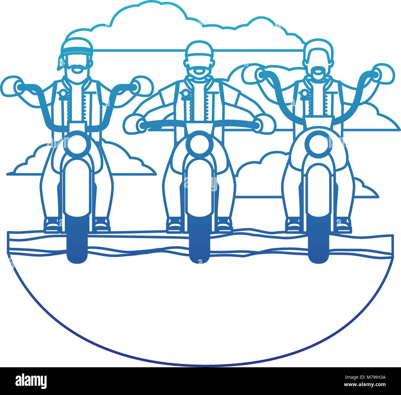group of bikers in the classic motorcycle scene character Stock Vector ...