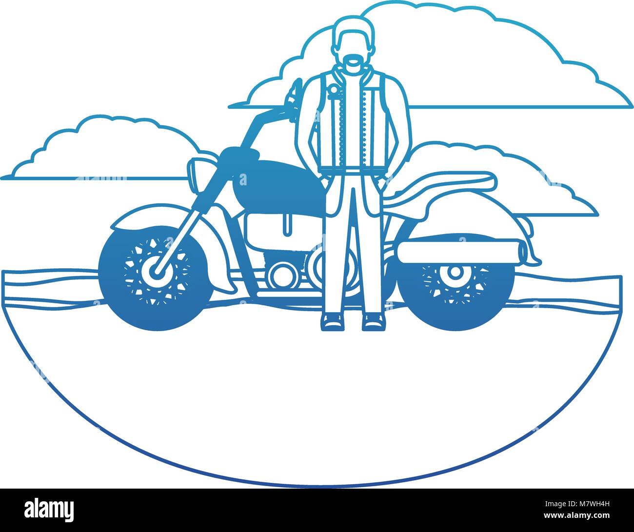 biker in the classic motorcycle scene character Stock Vector Image ...