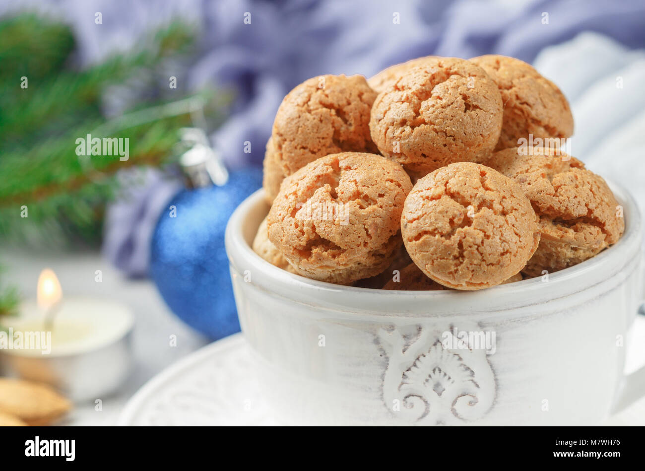 Traditional italian almond cookies - amaretti. Sweet holiday dessert ...