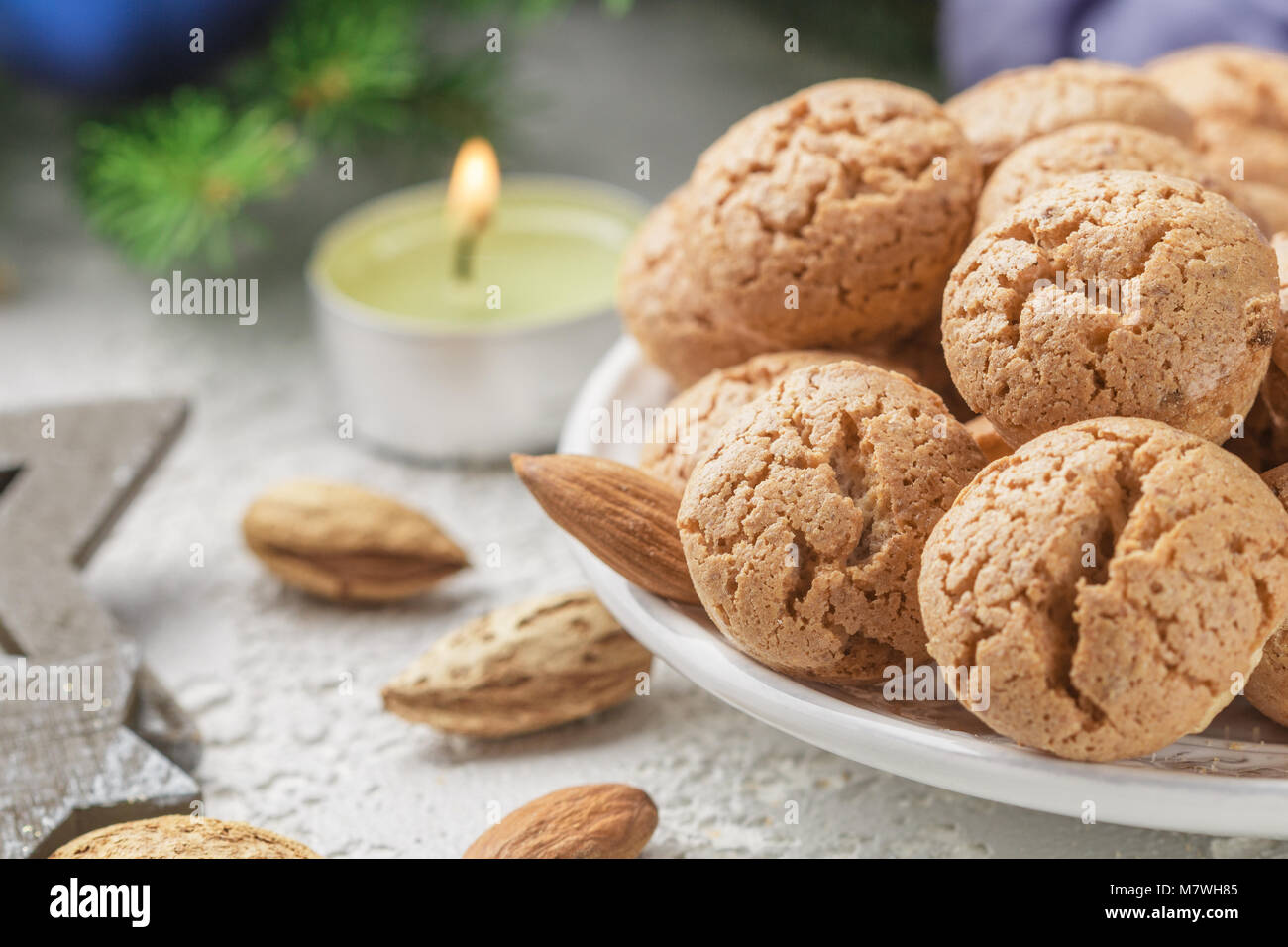 Traditional italian almond cookies - amaretti. Sweet holiday dessert ...