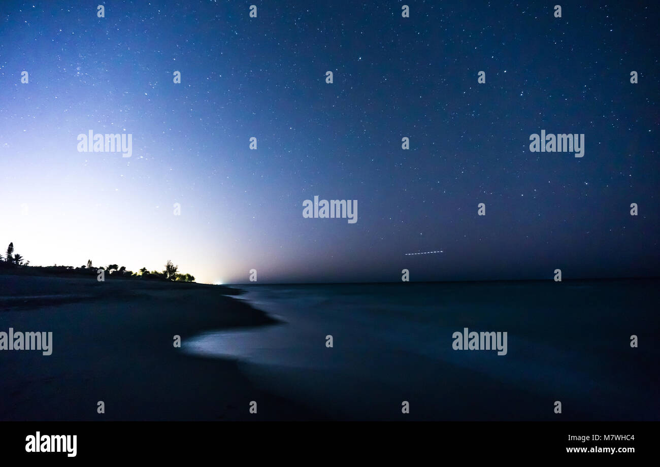 Light pollution lights up a star filled night at Hobe Sound Beach ...