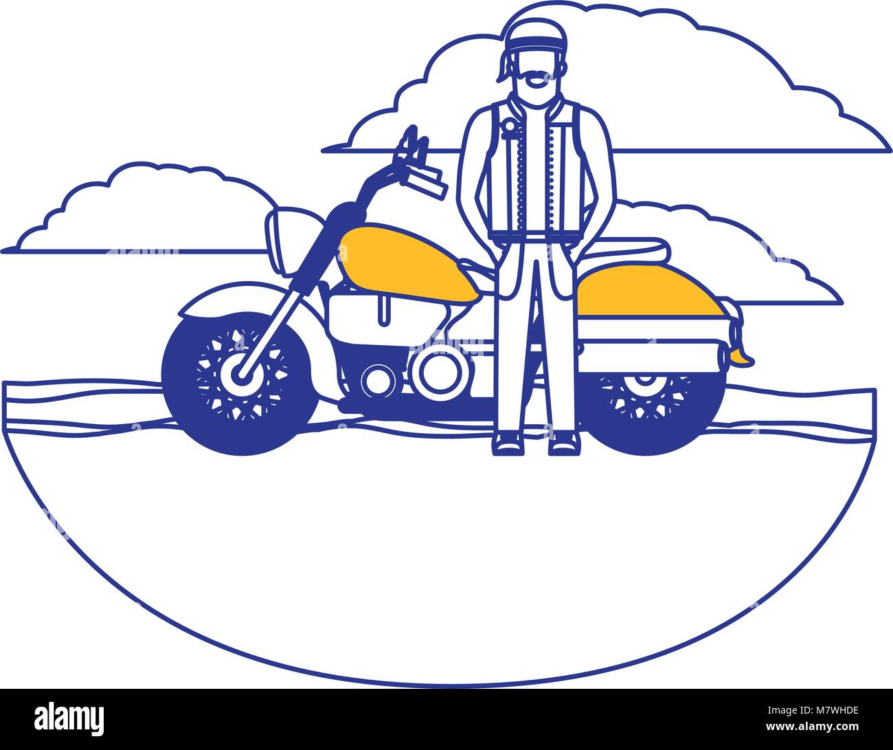biker in the classic motorcycle scene character Stock Vector Image ...