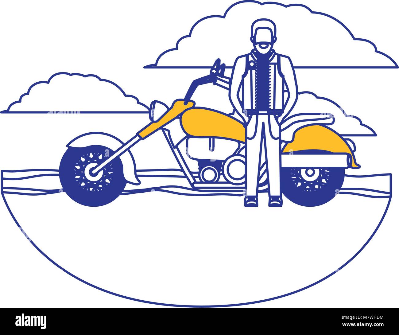 biker in the classic motorcycle scene character Stock Vector Image ...