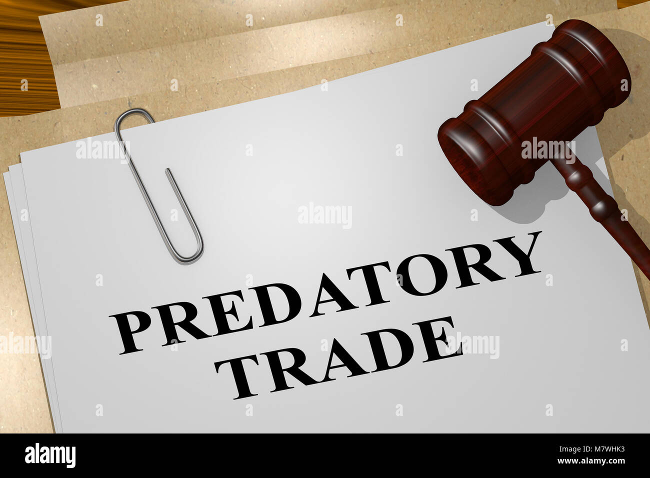 3D illustration of PREDATORY TRADE title on legal document Stock Photo ...