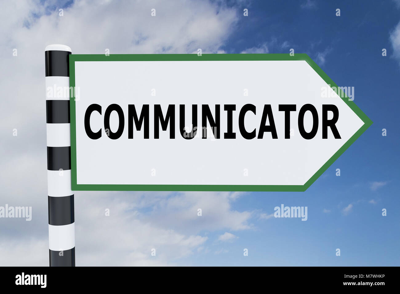 3D illustration of COMMUNICATOR script on road sign Stock Photo - Alamy