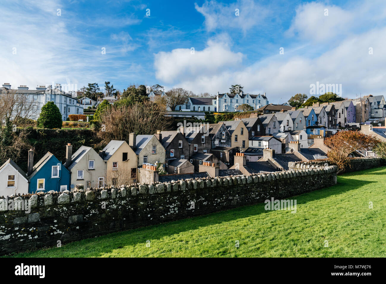 Picturesque view of row houses in small Irish coastal town Stock Photo ...