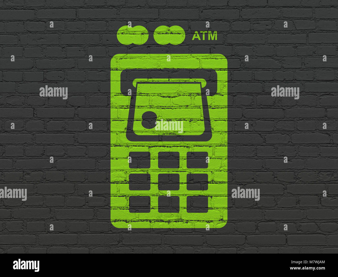 Banking concept: ATM Machine on wall background Stock Photo - Alamy