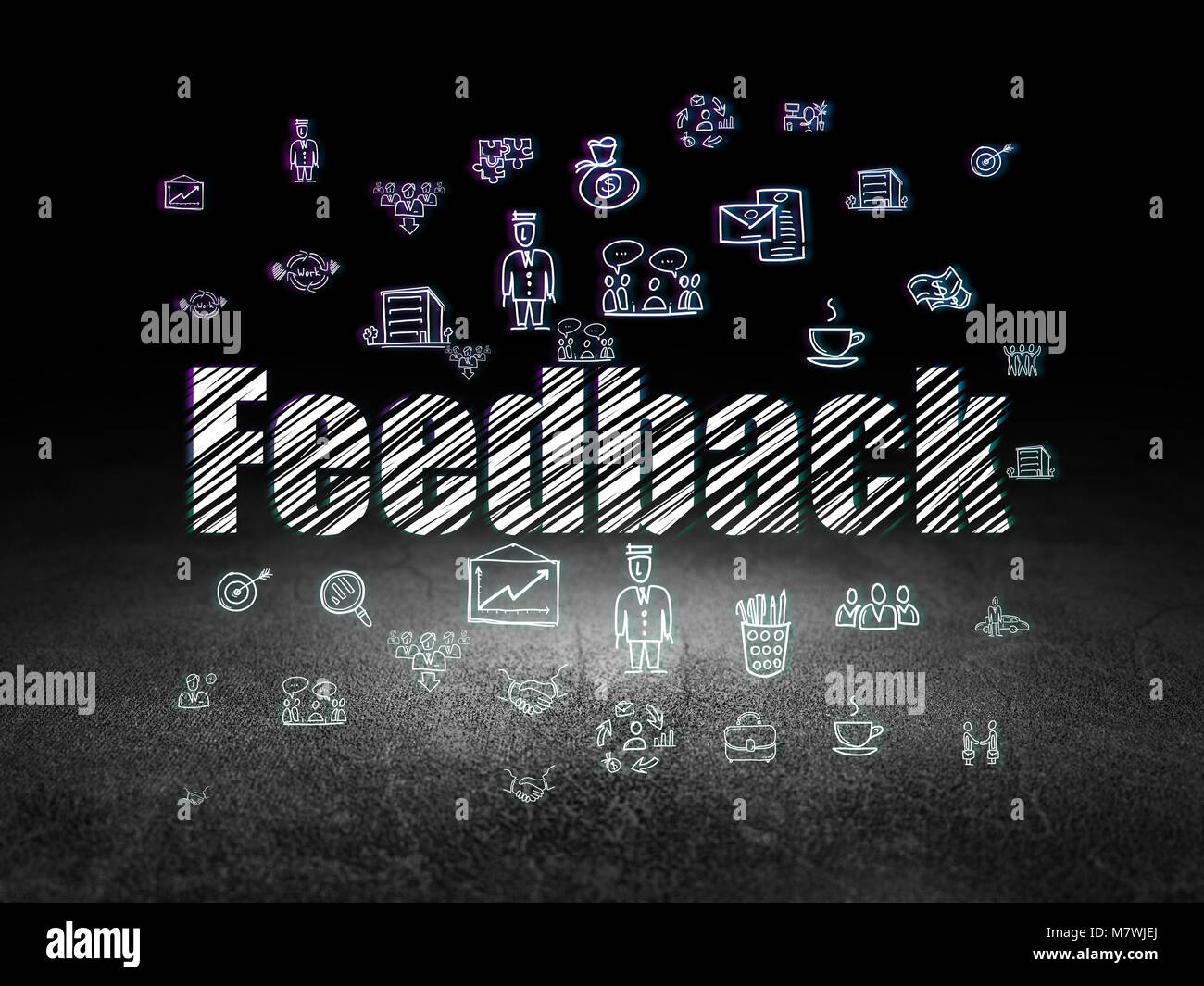 Finance concept: Feedback in grunge dark room Stock Photo - Alamy