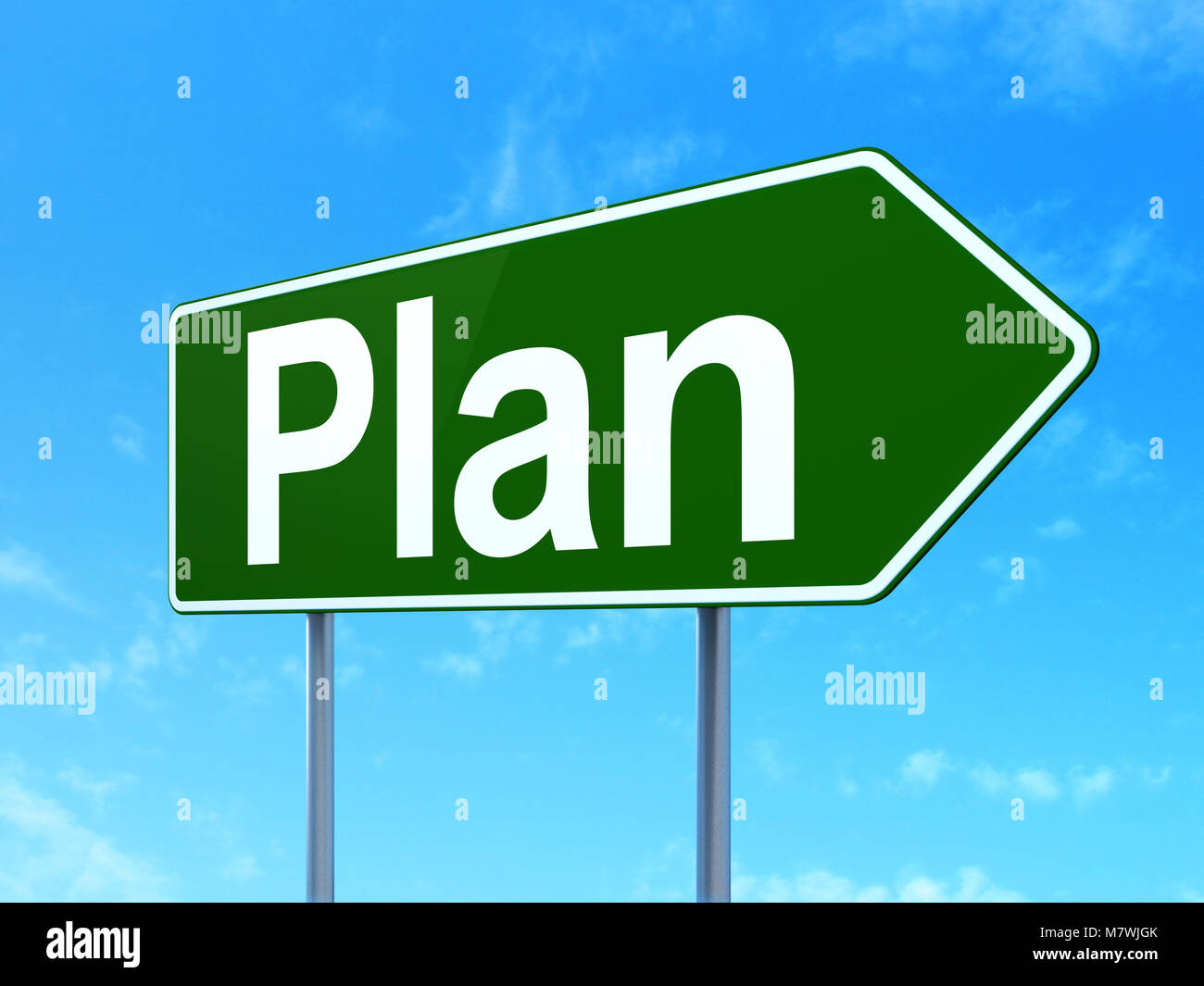 Business concept: Plan on road sign background Stock Photo - Alamy