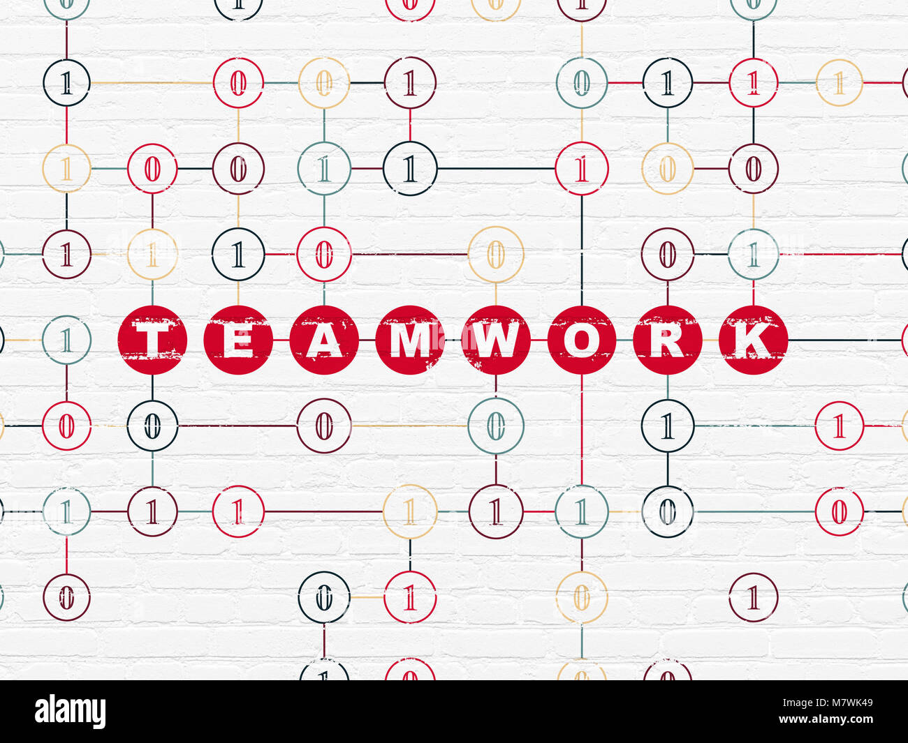Business concept: Teamwork on wall background Stock Photo - Alamy