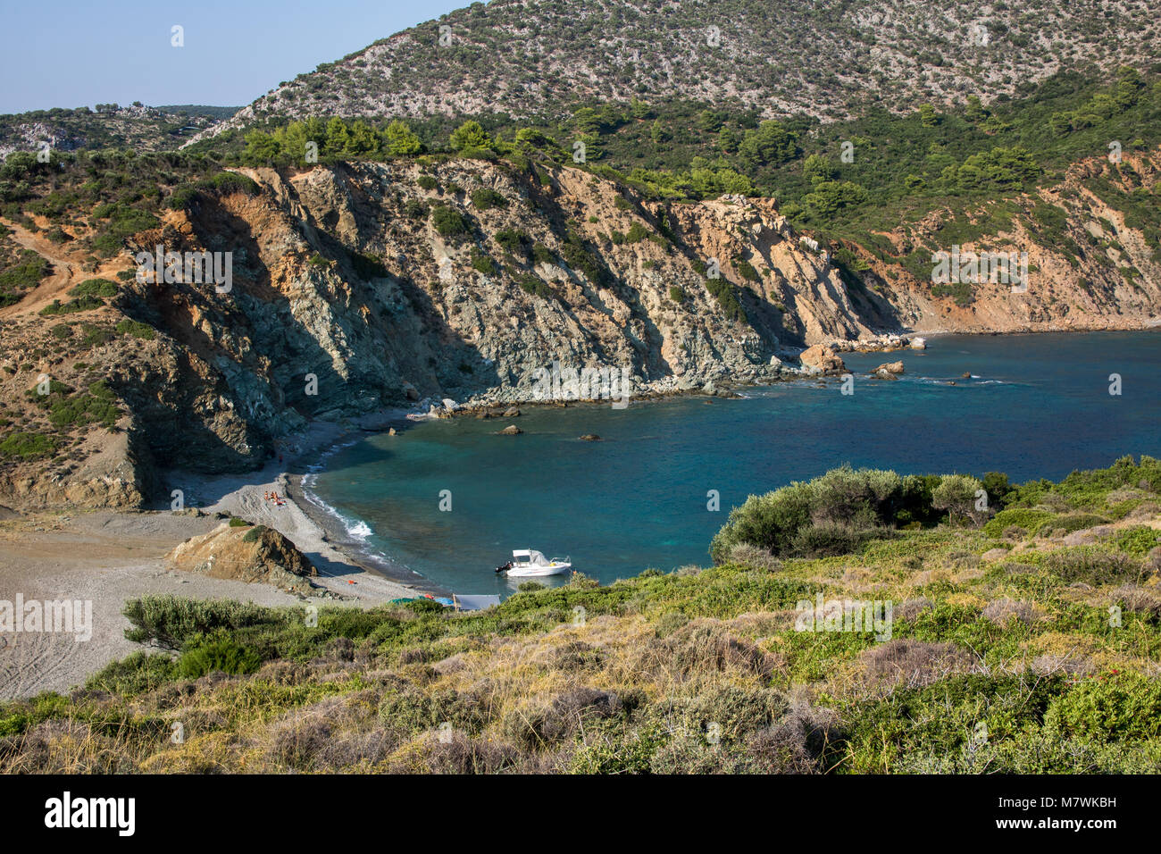 Lemos beach, the southernmost point of Greek peninsula Sithonia Stock ...