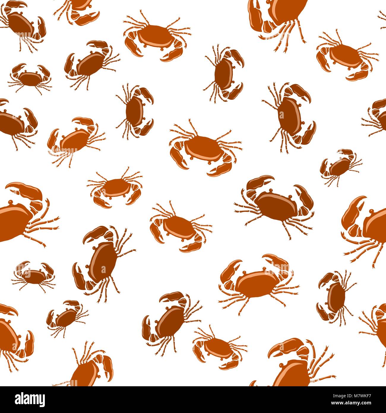 Boiled Sea Red Crab with Giant Claws Seamless Pattern. Fresh Seafood ...