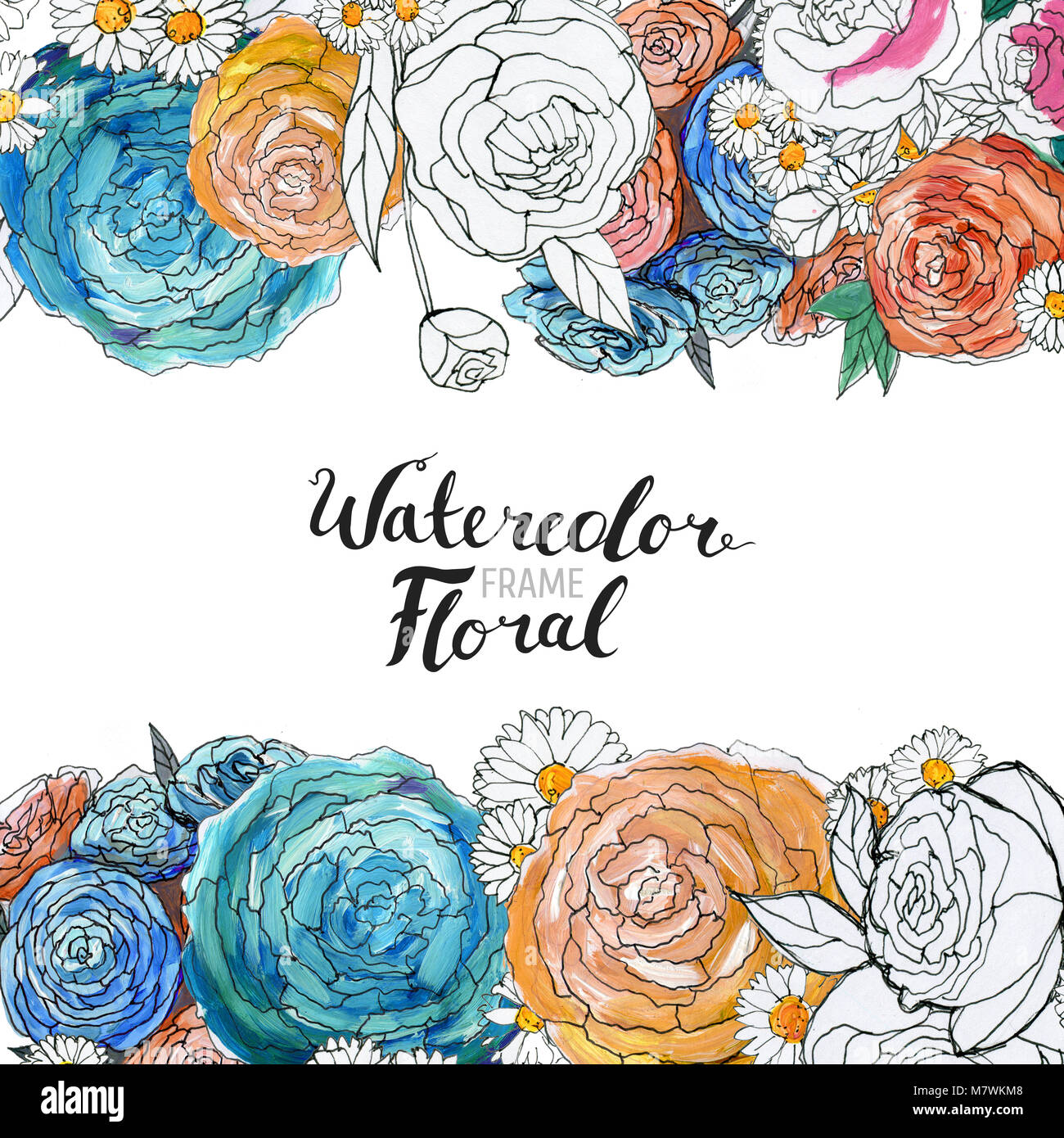 Watercolor Flower Border Stock Photo - Alamy