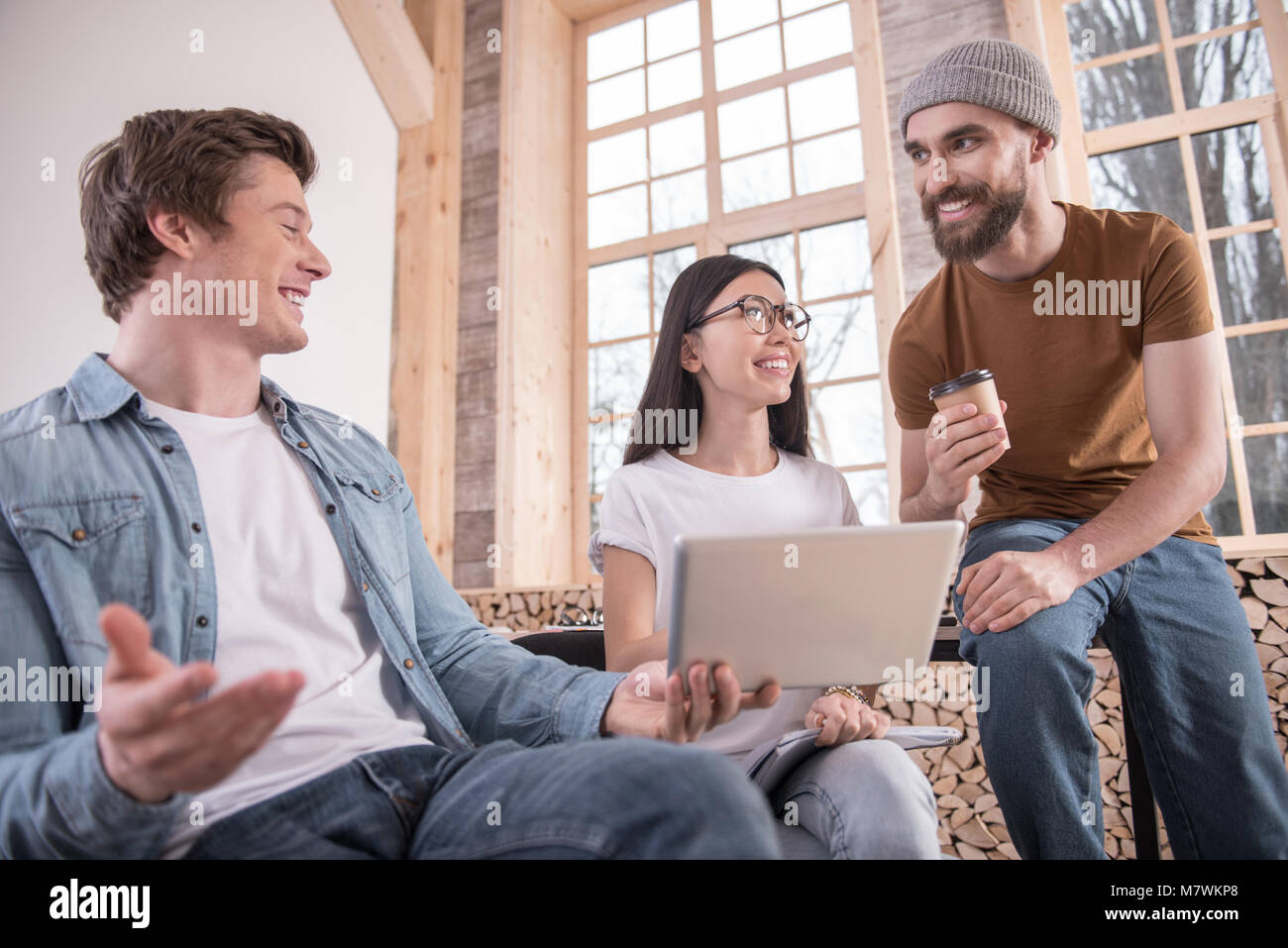 Happy joyful people talking to each other Stock Photo - Alamy