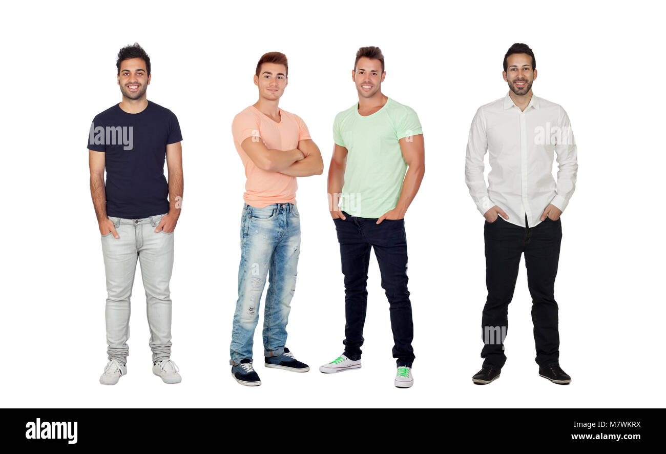 Four handsome full men isolated on a white backgroung Stock Photo - Alamy