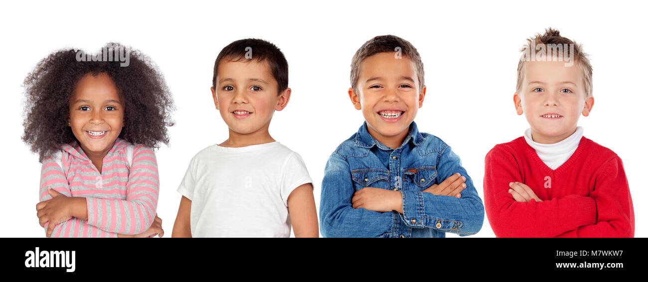 Children looking at camera isolated on a white background Stock Photo ...