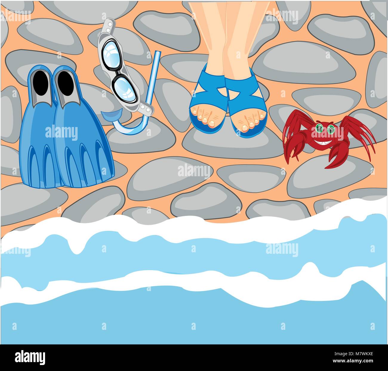 Sea waves stone coast water Stock Vector Images - Alamy