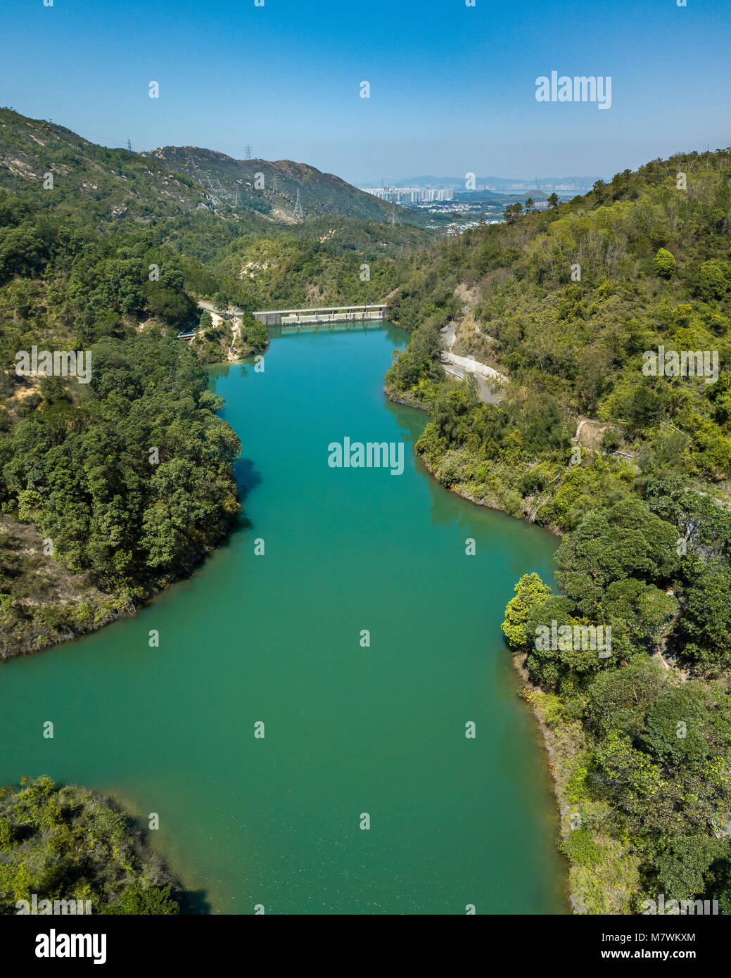 Aerial view of Reservoir Landscape Stock Photo - Alamy
