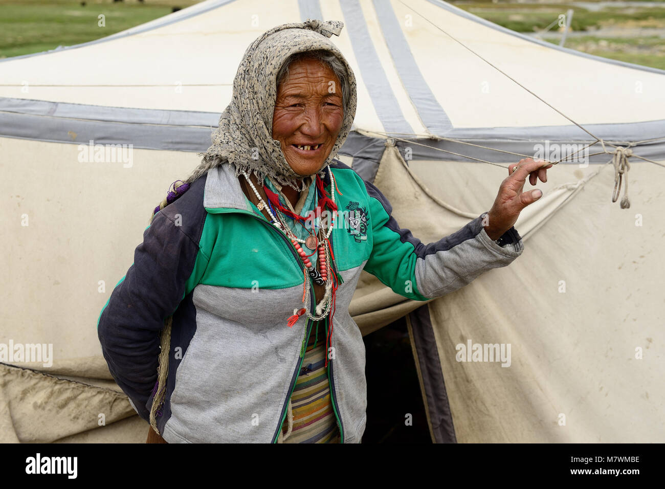 TIBET, CHANGTANG, LADAKH, INDIA - 06 JULY 2017:indian Changpas standing ...