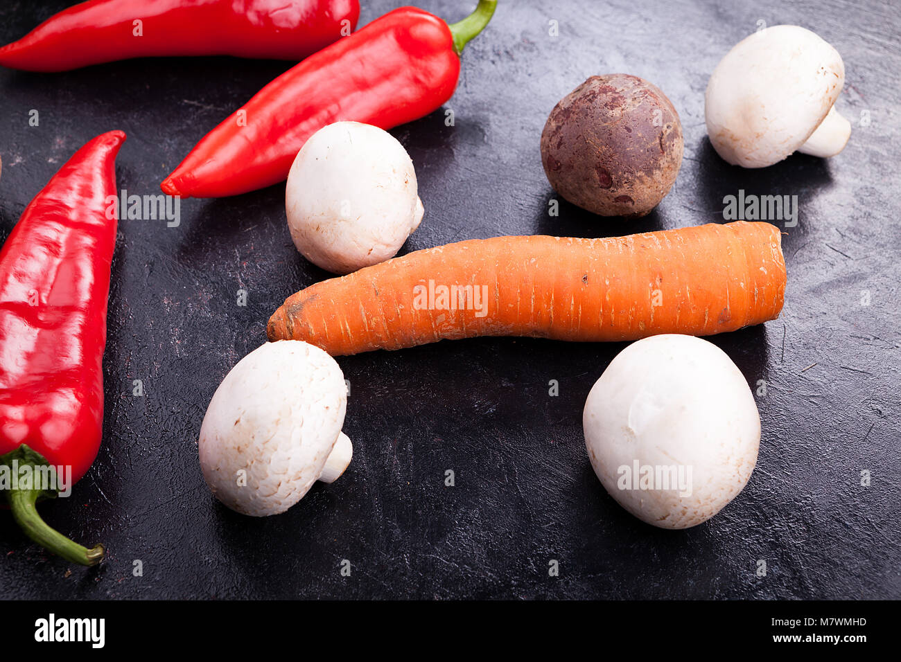 Top view of vegetables on a table Stock Photo - Alamy