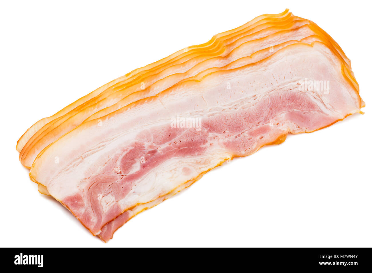 sliced bacon isolated on white background cutout Stock Photo - Alamy