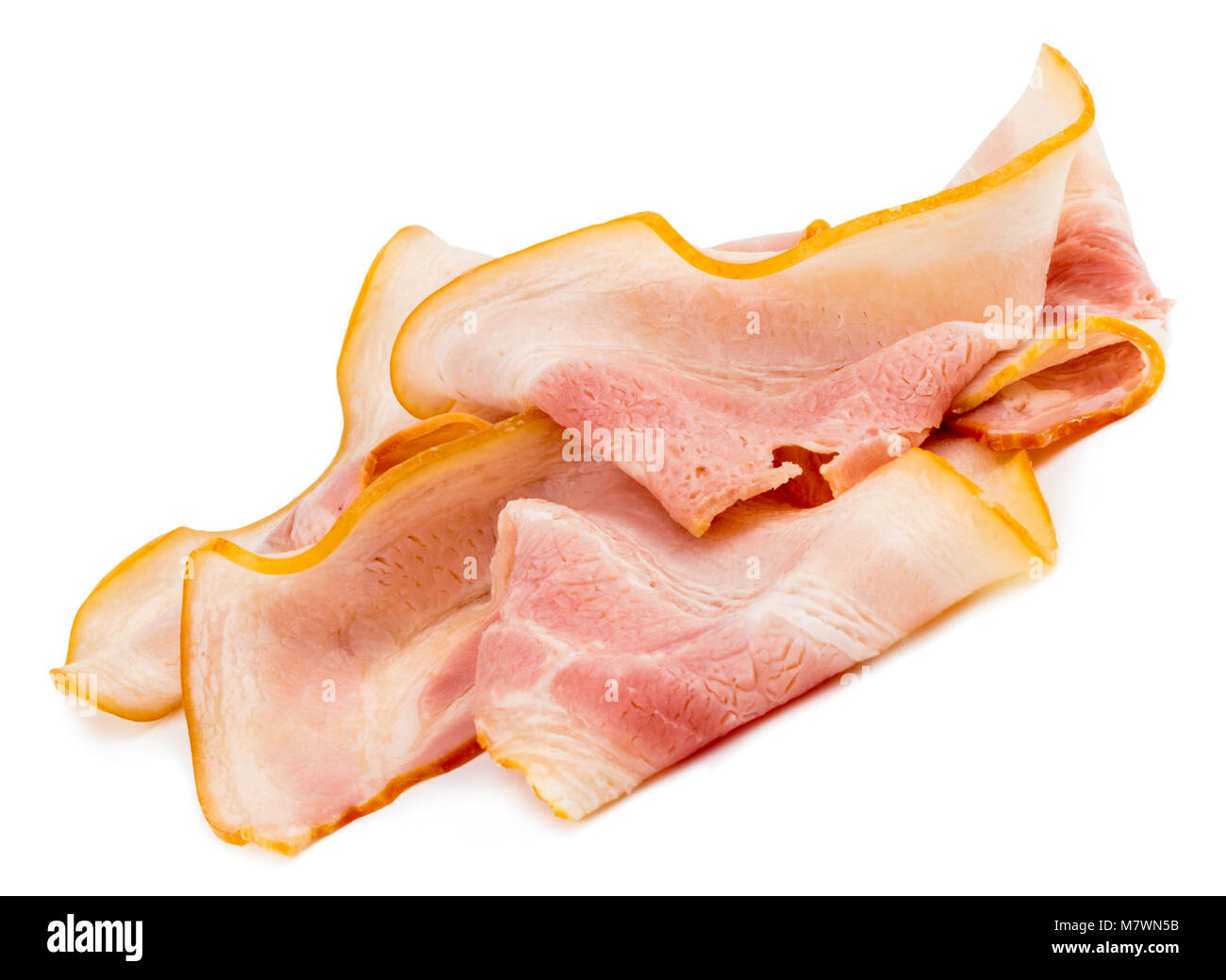 sliced bacon isolated on white background cutout Stock Photo - Alamy