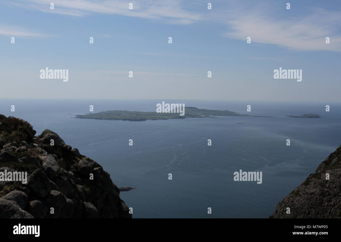 Elevated view of Isle of Muck from Isle of Eigg Scotland May 2012 Stock ...