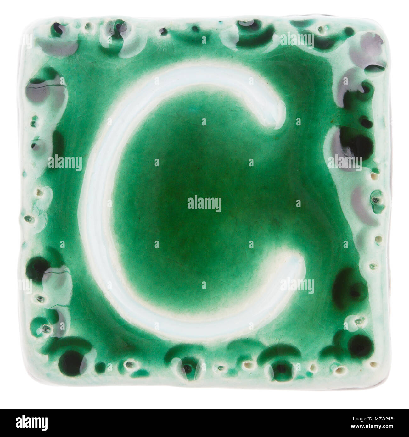 Big size colorful handmade ceramic letter isolated on white background ...