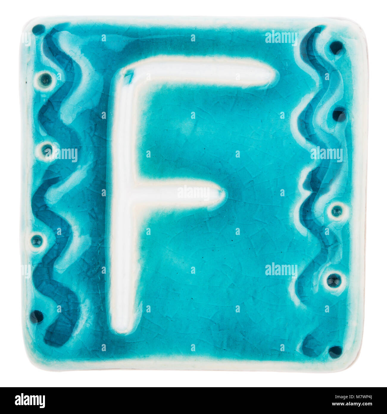 Big size colorful handmade ceramic letter isolated on white background ...