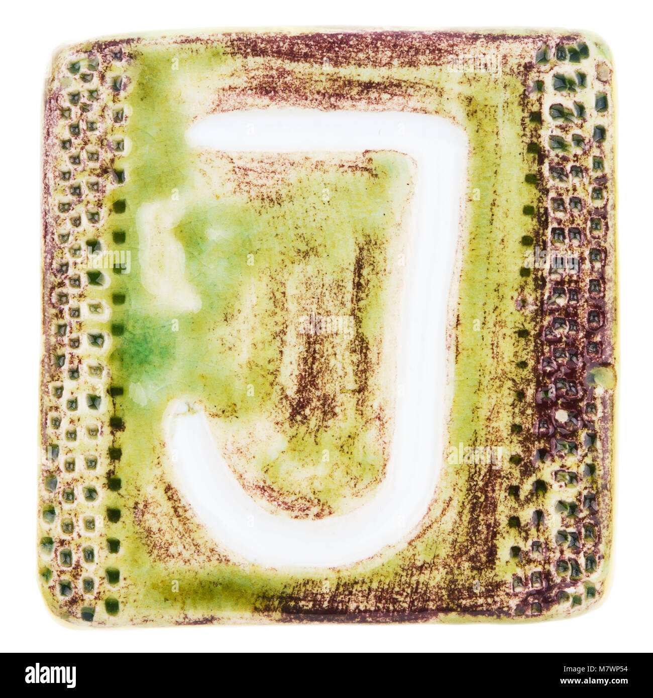 Big size colorful handmade ceramic letter isolated on white background ...