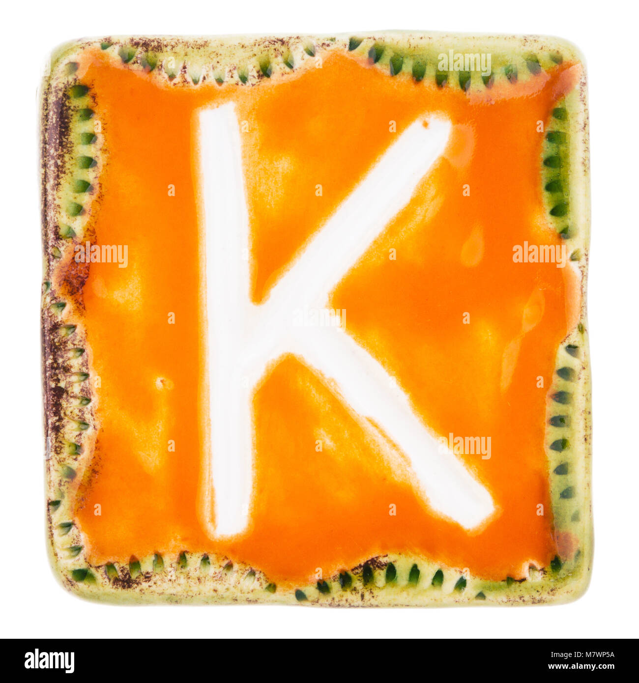 Big size colorful handmade ceramic letter isolated on white background ...