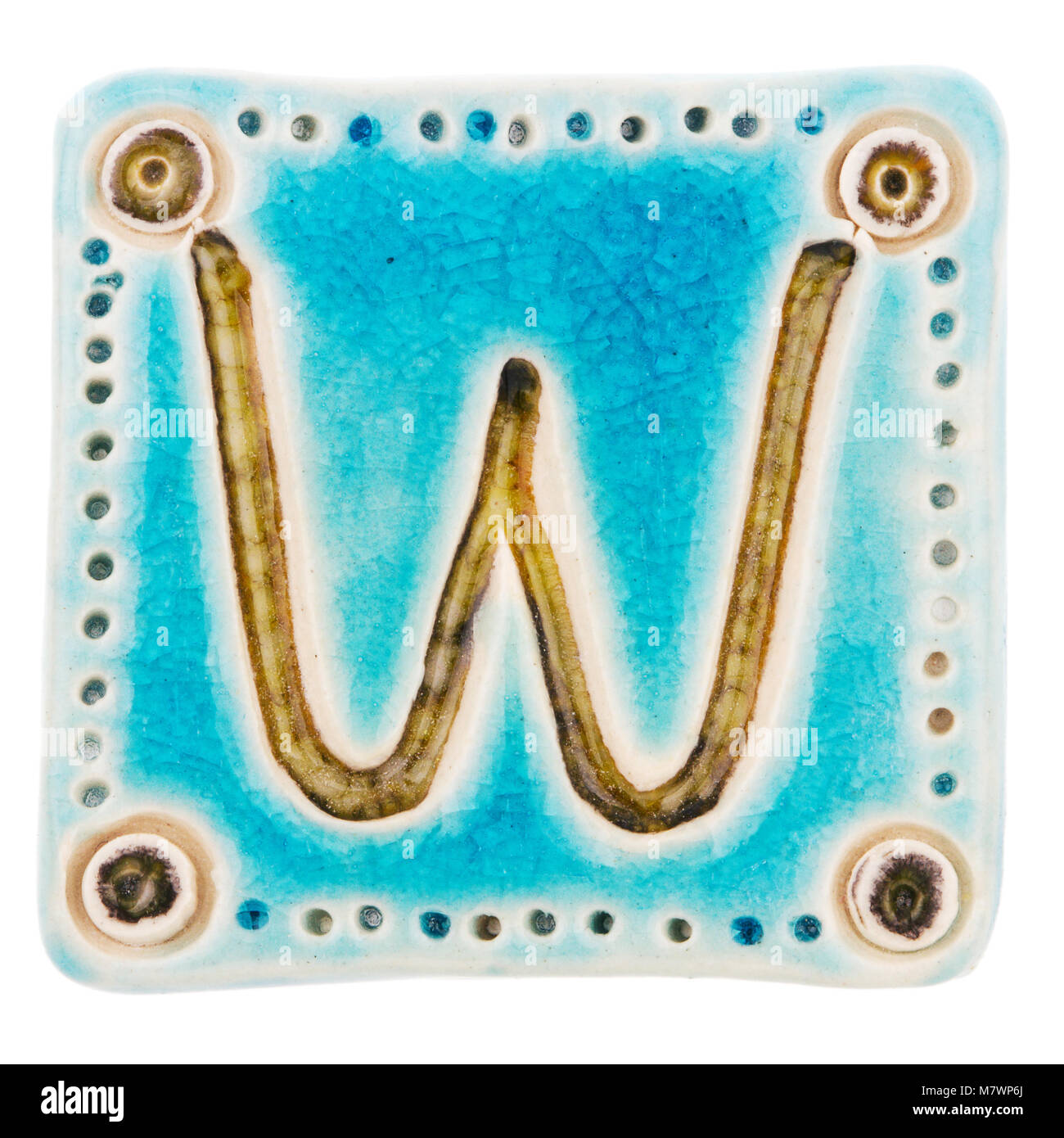 Big size colorful handmade ceramic letter isolated on white background ...