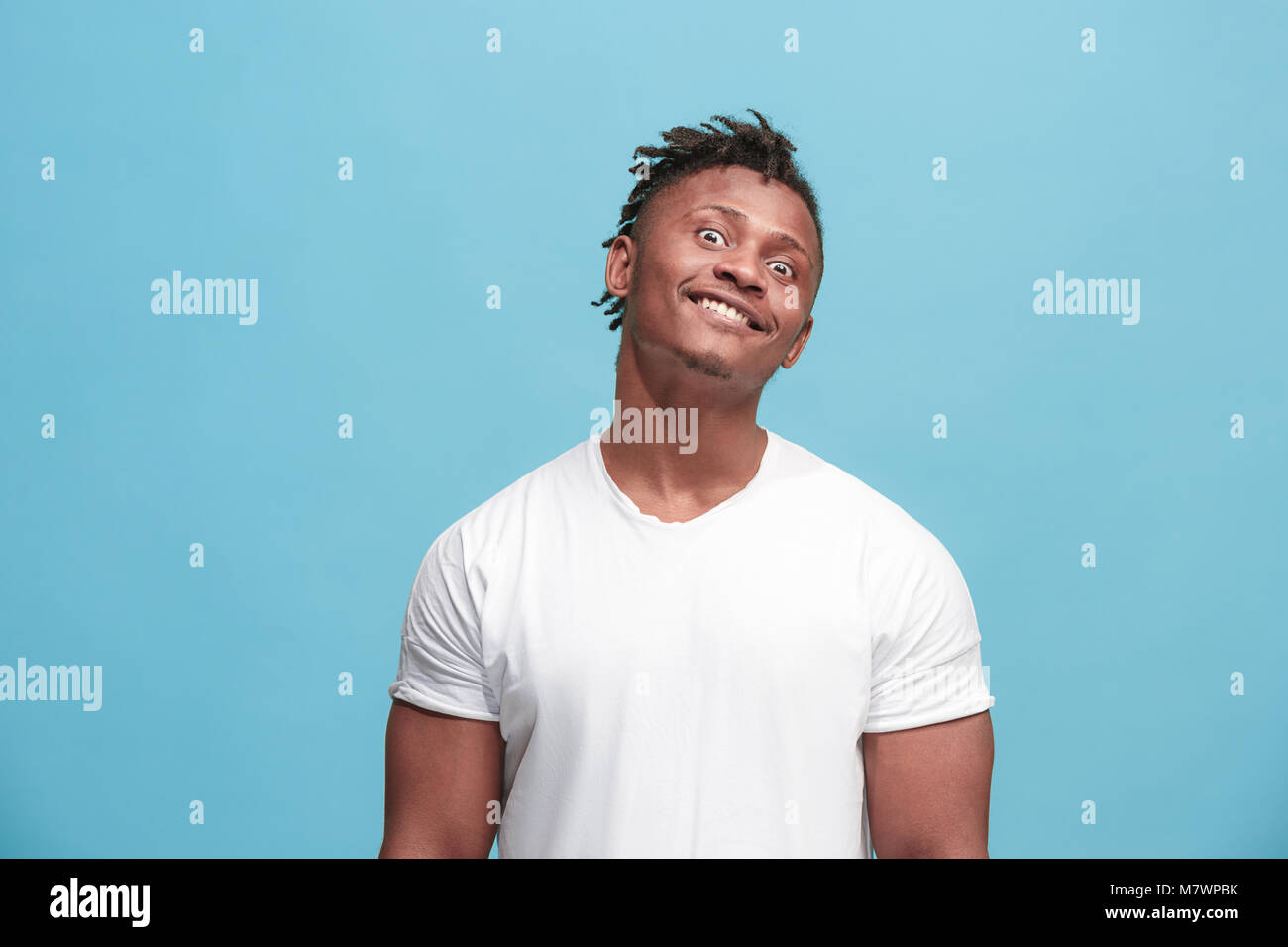 The squint eyed afro-american man with weird expression isolated on ...