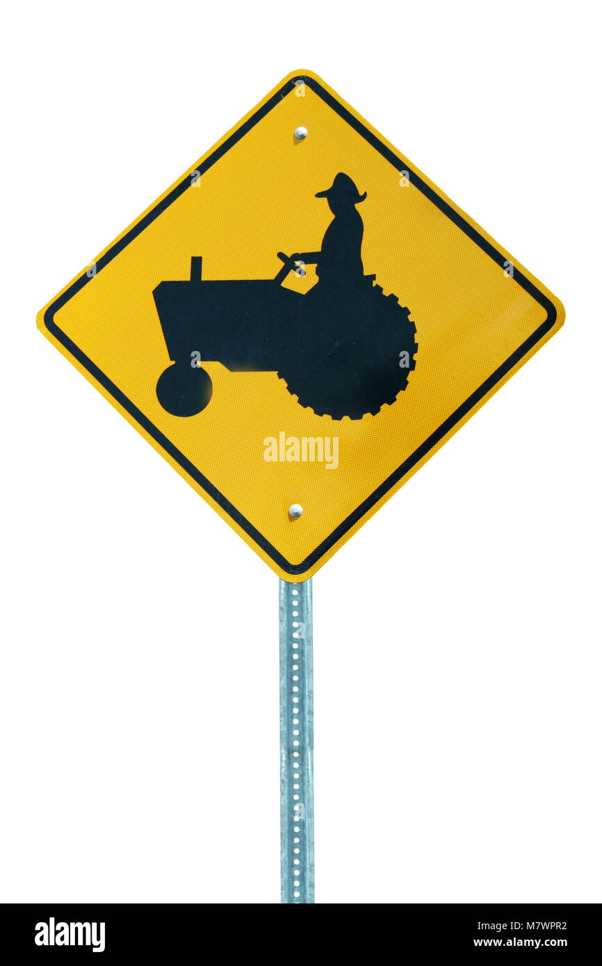 Isolated Tractor Sign on white background Stock Photo - Alamy
