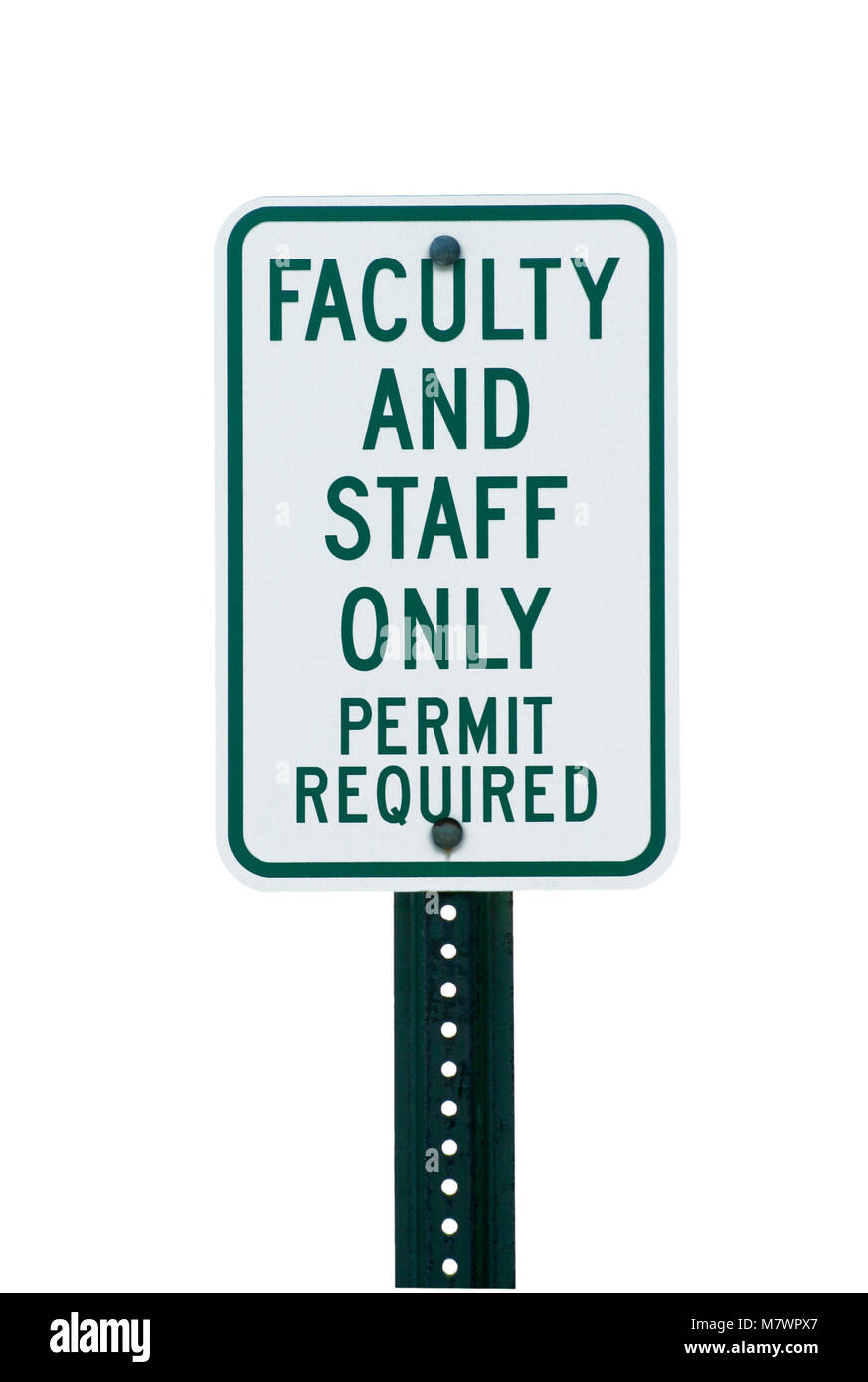School faculty parking sign on white Stock Photo - Alamy
