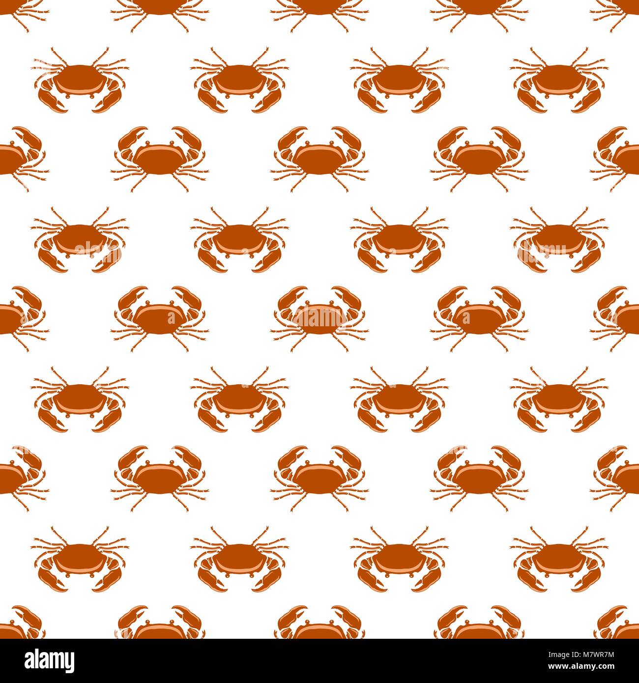 Boiled Sea Red Crab with Giant Claws Seamless Pattern. Fresh Seafood ...